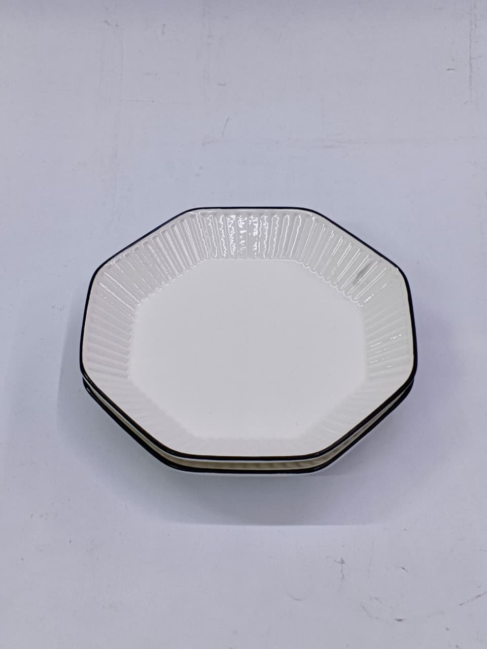 Octagon Ribbed Ceramic Plate | Modern Geometric Serving Plate | Hii ...